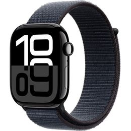 Smartwatch Apple "Watch Series 10 Aluminium" Smartwatches Gr. 46mm, Cellular, One-Size, Sport Loop, schwarz (schwarz, schwarz)