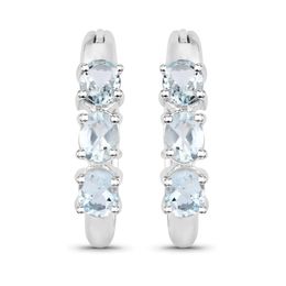 Paar Creolen VIRA JEWELS "925-Sterling Silber rhodiniert Glänzend Aquamarine hellblau" Ohrringe Gr. ONE-SIZE, 0,9 ct, Silber 925 (Sterlingsilber), weiß (weiß, hellblau) Damen