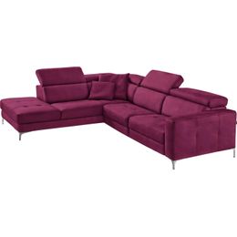 Ecksofa Egoitaliano "Matt, hoher Sitzkomfort und aufwendige Detailverarbeitung, L-Form", pink (fuchsia), B:285cm H:100cm T:221cm, Sofas, Ecksofa, mit Ottomane, inkl. verstellbarer Kopfteile zum Relaxen