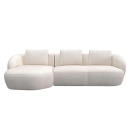 Wohnlandschaft FLEXLUX "Torino, rund, L-Form, Sofa-Ecke mit Recamiere, Longchair-Sofa", beige (vanilla cream), B:276cm H:85cm T:146cm, Sofas, Wohnlandschaft, Modernes, organisches Sofa-Design, Kaltschaum, Wellenunterfederung
