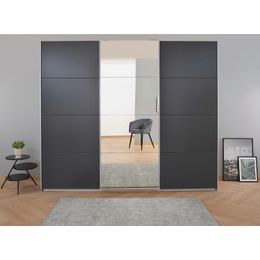 Schwebetürenschrank Rauch "Kleiderschrank Schrank Garderobe BESTSELLER KOLUNA mit Spiegel" Schränke Gr. B/H/T: 271 cm x 229 cm x 62 cm, 3 St., grau (graumetallic) inkl. 2 Innenschubladen sowie extra Einlegeböden MADE IN GERMANY