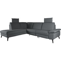 Ecksofa Alina, grau (blaugrau gba 29), B:267cm H:118cm T:210cm, Struktur GBA (100% Polyester), Sofas, Ecksofa, inkl. Kopfst&uuml;tzen, wahlweise mit Relaxfunktion, Breite: 267 cm