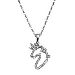 Kette mit Anhänger ZEEme "925/- Sterling Silber Einhorn Zirkonia" Halsketten Gr. 43 + 3cm, Silber 925 (Sterlingsilber), Länge: 46 cm Breite: 13.0 mm, weiß Damen