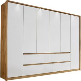 Drehtürenschrank Rauch "Mainz mit Passepartout" Schränke Gr. B/H/T: 275 cm x 212 cm x 58 cm, Mit Beleuchtung, 6 St., weiß (eiche artisan, alpinweiß) optional mit Beleuchtung, Außentüren Push-to-Open Funktion