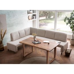 Eckbank exxpo - SOFA FASHION "Intenso, modern, wahlweise in Leder oder Textil, 264/197 cm (B/T)" Sitzbänke Gr. B/H/T: 264 cm x 91 cm x 197 cm, Cord, Ottomane links, (langer Schenkel rechts), beige hohe Bodenfreiheit, frei im Raum stellbar, hoher Sitzkomfort