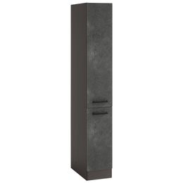 Apothekerschrank KOCHSTATION "KS-Tulsa", grau (betonfarben dunkel), B:30cm H:200cm T:60cm, Schränke, 30 cm breit, 200 cm hoch, mit 2 Auszügen, Metallgriff, MDF Front