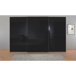 Schwebetürenschrank Rauch "Koluna" Schränke Gr. B/H/T: 360 cm x 210 cm x 62 cm, 3 St., grau (graumetallic, glas basalt) Glasfront, inkl. 2 Innenschubladen sowie extra Böden