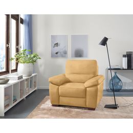 Sessel Calia italia "Gaia, in edlem Design und mit erstklassigem Sitzkomfort", gelb (mostaza), B:100cm H:92cm T:94cm, Luxus-Microfaser Ginevra (100% Polyester), Sessel, Sessel, aus pflegeleichtem Luxus-Microfaser Ginevra Hydro Care