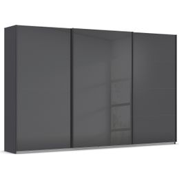 Schwebetürenschrank Rauch "Kleiderschrank Schrank Garderobe AGORDO mit Glasfront" Schränke Gr. B/H/T: 360 cm x 229 cm x 62 cm, 3 St., grau (graumetallic, glas basalt) durchdachte Innenausstattung, in 4 Breiten und 2 Höhen MADE IN GERMANY