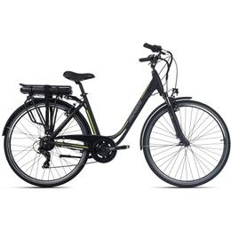 E-Bike Adore "Versailles" E-Bikes Gr. 48 cm, 28 Zoll (71,12 cm), schwarz (schwarz, grün) Pedelec, Elektrofahrrad für Damen u. Herren, Cityrad