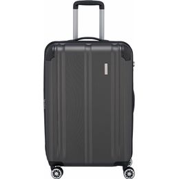 Hartschalen-Trolley Travelite "CITY M" Gr. B/H/T: 44cm x 68cm x 28cm 78 l, grau (anthrazit) Koffer Reisekoffer mittel groß Reisegepäck mit erweiterbarem Volumen