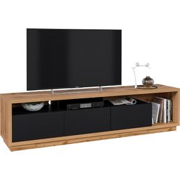 Lowboard Inosign "Celine" Sideboards Gr. B/H/T: 200cm x 50cm x 45cm, wotan eiche-schwarz mat /schwarz mat, 3 St., schwarz (wotan eiche-schwarz mat /schwarz mat) 200 cm Breit