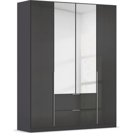 Drehtürenschrank Rauch "Kleiderschrank Schrank Garderobe AGORDO mit Dekor- oder Hochglanzfront" Schränke Gr. B/H/T: 181 cm x 229 cm x 54 cm, 4 St., grau (graumetallic, hochglanz effektgrau) mit Außenschubkästen, in 6 Breiten und 2 Höhen MADE IN GERMANY