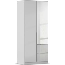 Drehtürenschrank Rauch "Kleiderschrank Kleiderschränke Schrank Garderobe AGORDO mit Glasfront" Schränke Gr. B/H/T: 91 cm x 210 cm x 54 cm, 2 St., grau (seidengrau, glas seidengrau) mit Außenschubkästen, in 6 Breiten und 2 Höhen MADE IN GERMANY