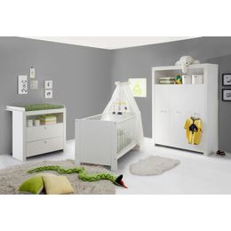 Babyzimmer-Komplettset TRENDTEAM "Olivia, Deal für begrenzte Zeit" Schlafzimmermöbel-Sets Gr. B/H: 70 cm x 140 cm, weiß (weiß matt) Baby Bett + Wickelkommode 3 trg. Schrank