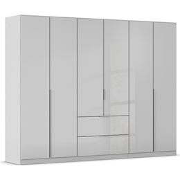 Drehtürenschrank Rauch "Kleiderschrank Kleiderschränke Schrank Garderobe AGORDO mit Glasfront" Schränke Gr. B/H/T: 271 cm x 210 cm x 54 cm, 6 St., grau (seidengrau, glas seidengrau) mit Außenschubkästen, in 6 Breiten und 2 Höhen MADE IN GERMANY