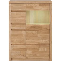 Vitrine Home Affaire "Silkeborg", braun (eiche teilmassiv), B:90cm H:125cm T:35cm, Holz teilmassiv, Schränke, Höhe, 125 cm