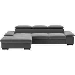 Sit & More Ecksofa SIT & MORE "Alcudia L-Form", grau, B:286cm H:73cm T:174cm, 98% Polyester, 2% Polyamid, Sofas, Ecksofa, wahlweise mit Bettfunktion