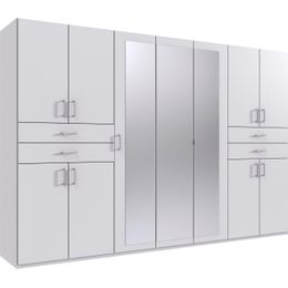 Drehtürenschrank wimex "Taiga Kleiderschrank mit Spiegel OTTOs Choice Topseller" Schränke Gr. B/H/T: 313cm x 210cm x 58cm, 1, weiß mit Schubladen auf bequemer Höhe, TOPSELLER