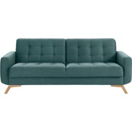 3-Sitzer exxpo - SOFA FASHION "Fiord, aktuelles Design, tolle Detailverarbeitung im Sitz und R&uuml;cken", braun (pine), B:222cm H:87cm T:89cm, Vintage (100% Polyester);Webvelours (100% Polyester), Sofas, bequem, wahlweise Kippcouch mit Bettfunktion und Bettkasten, Holzfu&szlig;