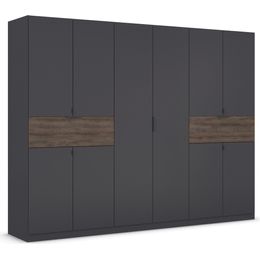 Drehtürenschrank Rauch "Kleiderschrank Schrank Garderobe Wäscheschrank TICAO mit 2 Schubladen" Schränke Gr. B/H/T: 271 cm x 210 cm x 54 cm, 10 St., grau (graumetallic, atlantic oak dunkel) die in der Höhe variabel positioniert werden können MADE IN GERMANY