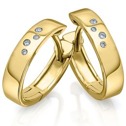 Paar Creolen Vivance "0.04 ct Diamant Brillant Ohrringe aus 585 Gelbgold" Gr. Damen, 0.04 ct mit Diamant, Diamanten, goldfarben (gold) Damen Gold Schmuck