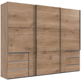 Schwebetürenschrank wimex "Level by fresh to go" Schränke Gr. B/H/T: 300 cm x 236 cm x 65 cm, 3 St., braun (plankeneichefarben)