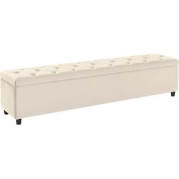 Guido Maria Kretschmer Home & Living Bettbank GUIDO MARIA KRETSCHMER HOME&LIVING "Relaxy" Sitzbänke Gr. B/H/T: 180 cm x 41,5 cm x 40 cm, Luxus-Microfaser, beige gesteppt, mit Staufach