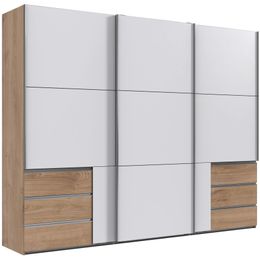 Schwebetürenschrank wimex "Level by fresh to go" Schränke Gr. B/H/T: 300 cm x 236 cm x 65 cm, 3 St., weiß (plankeneichefarben, weiß)