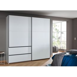 Schwebetürenschrank Rauch "Sevilla" Schränke Gr. B/H/T: 218 cm x 210 cm x 59 cm, 2 St., weiß (weiß, griffleisten graumetallic) in 2 verschiedenen Grifffarben