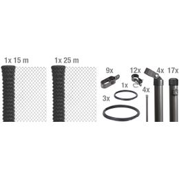 Alberts Maschendrahtzaun Zaunelemente Höhe: 80 - 200 cm, Gesamtlänge: 15 - 100 m, zum Einbetonieren Gr. H/L: 80cm x 40 m, Pfosten: 17 St., grau