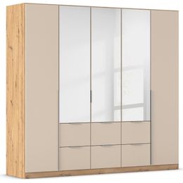 Drehtürenschrank Rauch "Kleiderschrank Schrank Garderobe AGORDO mit Dekor- oder Hochglanzfront" Schränke Gr. B/H/T: 226cm x 210cm x 54cm, 5 St., braun (eiche artisan/champagner) mit Außenschubkästen, in 6 Breiten und 2 Höhen MADE IN GERMANY