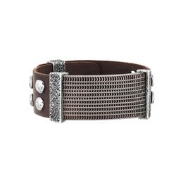 Armband SEVEN-24 "Edelstahl mit braunem Leder" Armbänder Gr. 24,5cm, Edelstahl, braun Herren