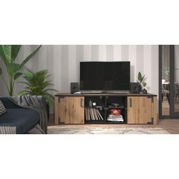 TV-Board Inosign "Lazio" Sideboards Gr. B/H/T: 197cm x 57,5cm x 40cm, Breite 200cm, schwarz (artisan eiche; schwarz) Breite 200 cm