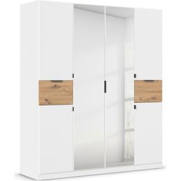 Drehtürenschrank Rauch "Kleiderschrank Schrank Garderobe Wäscheschrank TICAO mit 2 Schubladen" Schränke Gr. B/H/T: 181 cm x 210 cm x 54 cm, 6 St., weiß (alpinweiß, eiche artisan) die in der Höhe variabel positioniert werden können MADE IN GERMANY