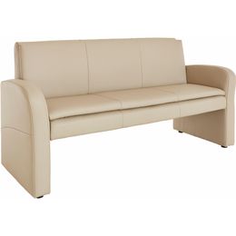 Hockerbank exxpo - SOFA FASHION "Cortado, 3-Sitzer mit hohem Sitzkomfort" Hocker Gr. B/H/T: 182cm x 89cm x 67cm, beige (perle) Polsterbank Hocker hohe Bodenfreiheit, schöne Detailverarbeitung, wahlweise Lederbezug