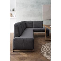 Eckbank exxpo - SOFA FASHION "Intenso, modern, wahlweise in Leder oder Textil, 244/157 cm (B/T)" Sitzbänke Gr. B/H/T: 244 cm x 91 cm x 157 cm, Cord, Ottomane rechts, (langer Schenkel links), grau (anthrazith) hohe Bodenfreiheit, frei im Raum stellbar, hoher Sitzkomfort