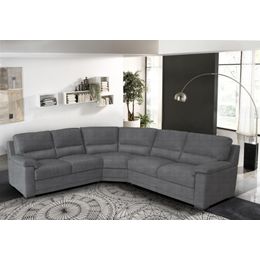 Ecksofa Egoitaliano "Doris, modernes Designerecksofa in hochwertigen Microfaserqualit&auml;ten", grau (steingrau), B:266cm H:90cm T:246cm, Luxus-Micofaser CASHMERE in Lederoptik (100% Polyester) ist ein neues technisches Gewebe mit einem visuellen und taktilen Aspekt, der dem Nubuk sehr nahe kommt, mit innovativen Eigenschaften. Seine au&szlig;erordentliche Weichheit kommt von einem exklusiven Produktionspro
