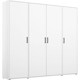 Drehtürenschrank Rauch "Kleiderschrank Schrank Garderobe Wäscheschrank TOPSELLER VOYAGER" Schränke Gr. B/H/T: 187 cm x 194 cm x 53 cm, 4 St., weiß (alpinweiß) mit modernen Griffen in Graumetallic, viel Stauraum MADE IN GERMANY