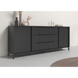 Sideboard Inosign "City" Sideboards Gr. B/H/T: 205 cm x 84 cm x 40 cm, 3 St., schwarz (schwarz melamin holzstruktur) Breite ca. 205 cm