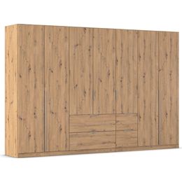 Drehtürenschrank Rauch "Kleiderschrank Schrank Garderobe AGORDO mit Dekor- oder Hochglanzfront" Schränke Gr. B/H/T: 315 cm x 210 cm x 54 cm, 7 St., braun (eiche artisan) mit Außenschubkästen, in 6 Breiten und 2 Höhen MADE IN GERMANY