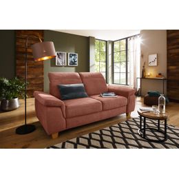 2,5-Sitzer Home Affaire "Dalia", orange (terra), B:193cm H:83cm T:96cm, Luxus-Microfaser Florence (100% Polyester);Luxus-Microfaser weich (90% Polyester, 10% Polyamid);Webstoff (100% Polyester), Sofas, mit Federkernpolsterung, wahlweise auch mit Kopftteilverstellung