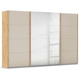 Schwebetürenschrank Rauch "Kleiderschrank Kleiderschränke Schrank Garderobe AGORDO mit Glasfront" Schränke Gr. B/H/T: 315 cm x 210 cm x 62 cm, 3 St., beige (eiche artisan, glas champagner) durchdachte Innenausstattung, in 4 Breiten und 2 Höhen MADE IN GERMANY