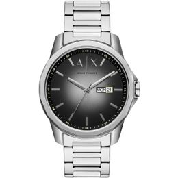 Quarzuhr Armani Exchange Armbanduhren silberfarben Herren Armbanduhr, Herrenuhr, Datum mit Tag und Wochentag, Edelstahlarmband