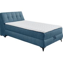 Boxbett ED EXCITING DESIGN "Atlantis", blau, B:125cm L:240cm, 100% Polyester, Komplettbetten, mit Bettkasten und Stauraum im Kopfteil