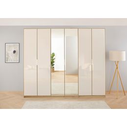 Drehtürenschrank Rauch "Kleiderschrank Schrank Garderobe KOLUNA mit Glastüren und Spiegel" Schränke Gr. B/H/T: 271 cm x 229 cm x 54 cm, 6 St., beige (eiche artisan, glas champagner) inkl. 2 Innenschubladen sowie extra Einlegeböden MADE IN GERMANY