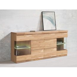 Sideboard Home Affaire "OSLO" Sideboards Gr. B/H/T: 180 cm x 80 cm x 35 cm, braun (eiche) Breite ca. 180 cm, Teilmassiv