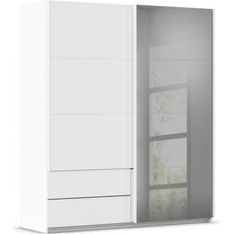 Schwebetürenschrank Rauch "Kleiderschrank Schrank Garderobe ELARA Glastür/Grauspiegel" Schränke Gr. B/H/T: 181 cm x 210 cm x 62 cm, 2 St., weiß (alpinweiß, grauspiegel) praktische Schubladen optional farblich abgesetzt MADE IN GERMANY