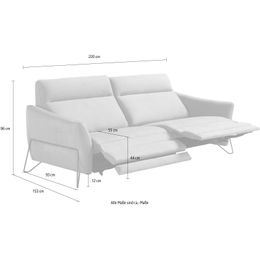 2-Sitzer Egoitaliano "Gaia, modern, elegant und super komfortabel mit hoher R&uuml;ckenlehne", rot, B:220cm H:96cm T:93cm, LEDER BACIO hat eine weiche und wachsartige Hand mit halb undurchsichtigem Aussehen. Es handelt sich um ein Naturleder, das die urspr&uuml;nglichen Eigenschaften der Lederh&auml;ute nicht ver&auml;ndert. Das Vorhandensein von verheilten Narben, K&ouml;rnungsunterschiede, Falten, Adern, Unterschiede in