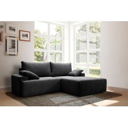 Ecksofa exxpo - SOFA FASHION "Orinoko, aktuelles Design und hoher Sitzkomfort, L-Form", grau (anthrazit), B:240cm H:92cm T:177cm, Sofas, Ecksofa, inkl. Bettfunktion und Bettkasten, sch&ouml;ne Farben im angesagten Cord